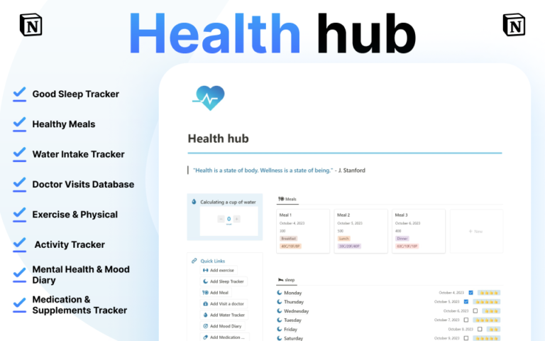 11 Best Notion Health Templates - Our Picks - Notion Tour